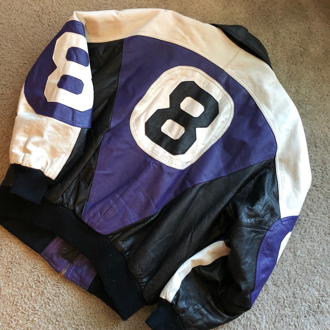 Vintage 90s Michael Hoban Men's RARE Purple 8 BALL Leather Bomber ...
