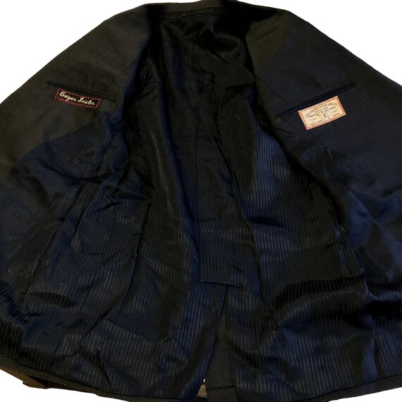 Vintage 50's BESPOKE Jacket Blue Gold SHARKSKIN Sport… - Gem