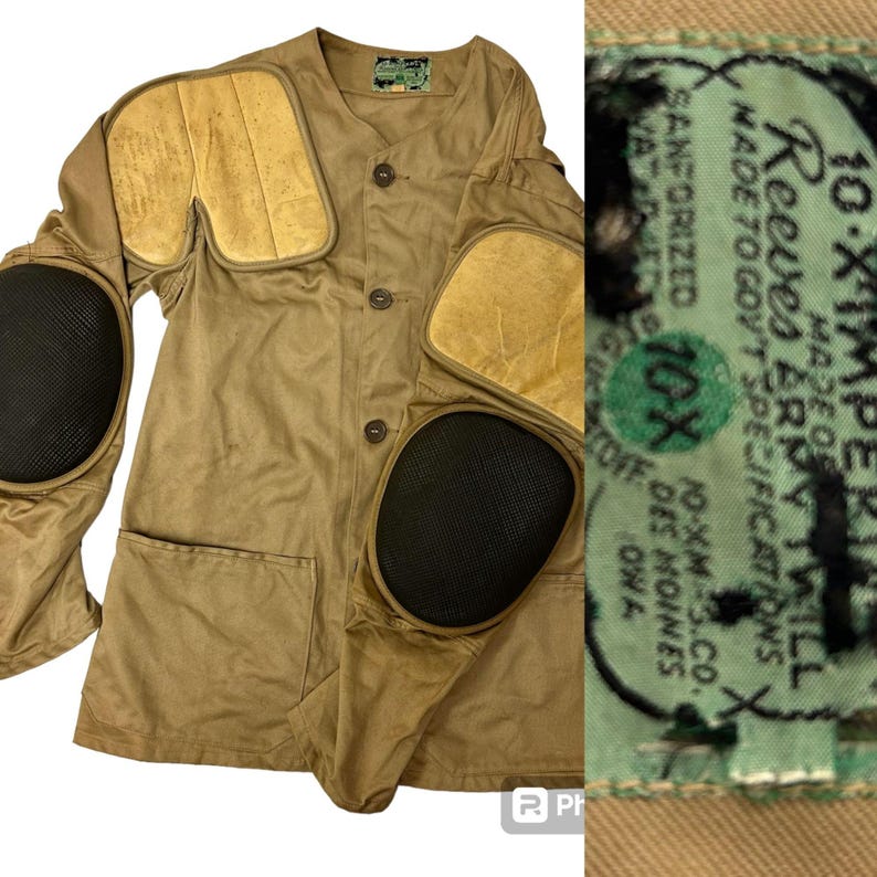 Vtg WWII 40 50's 10X Reeves Army Twill SANFORIZED Hunting HORSEHIDE ...