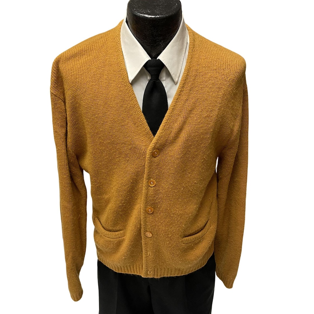 Vintage 50 60's Munsingwear Men's MUSTARD Gold Knit Orlon Sweater ...