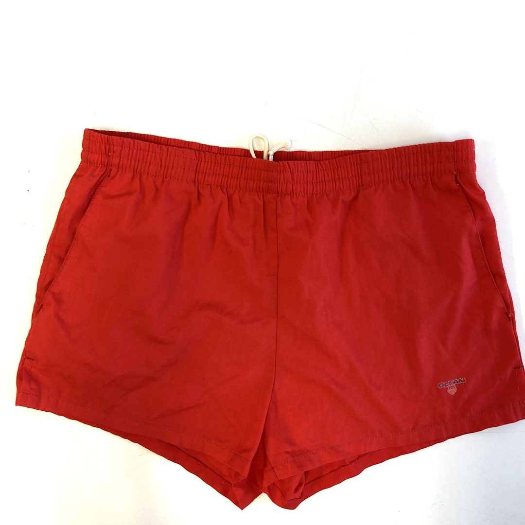 Vintage 80 90's Ocean Men's RED Swim Suit SHORTS Surf SURFER Beach ...
