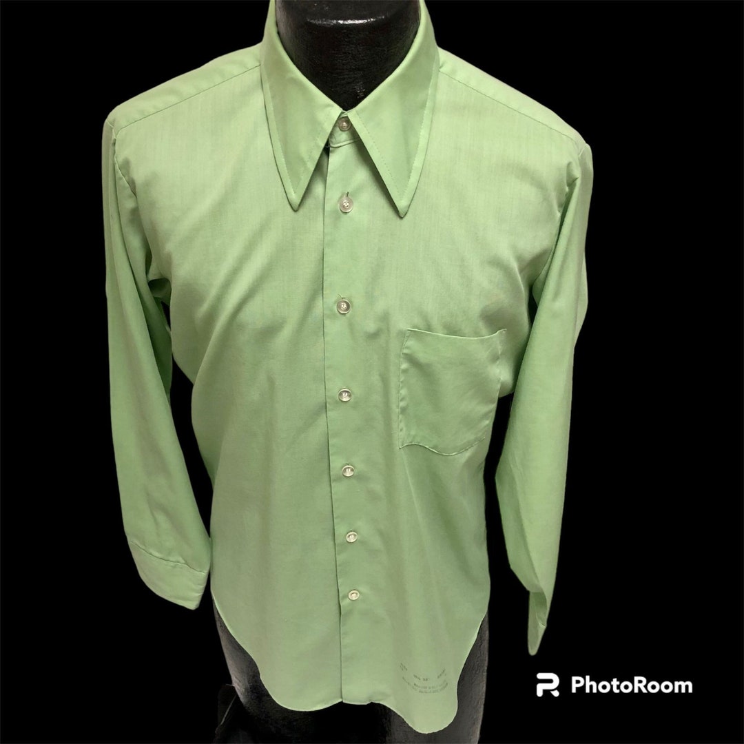 Vintage 70's K Mart Army Green Mod Butterfly Collar DISCO 50/50 DRESS ...