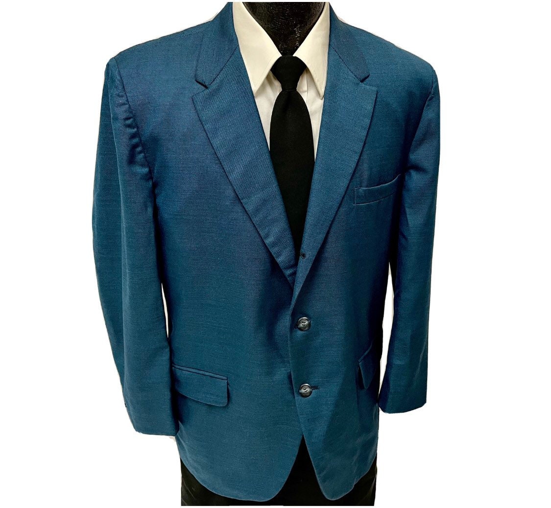 Vintage 50’s Sears Men's Blue SHARKSKIN Sport Coat ROCKABILLY Jacket ...