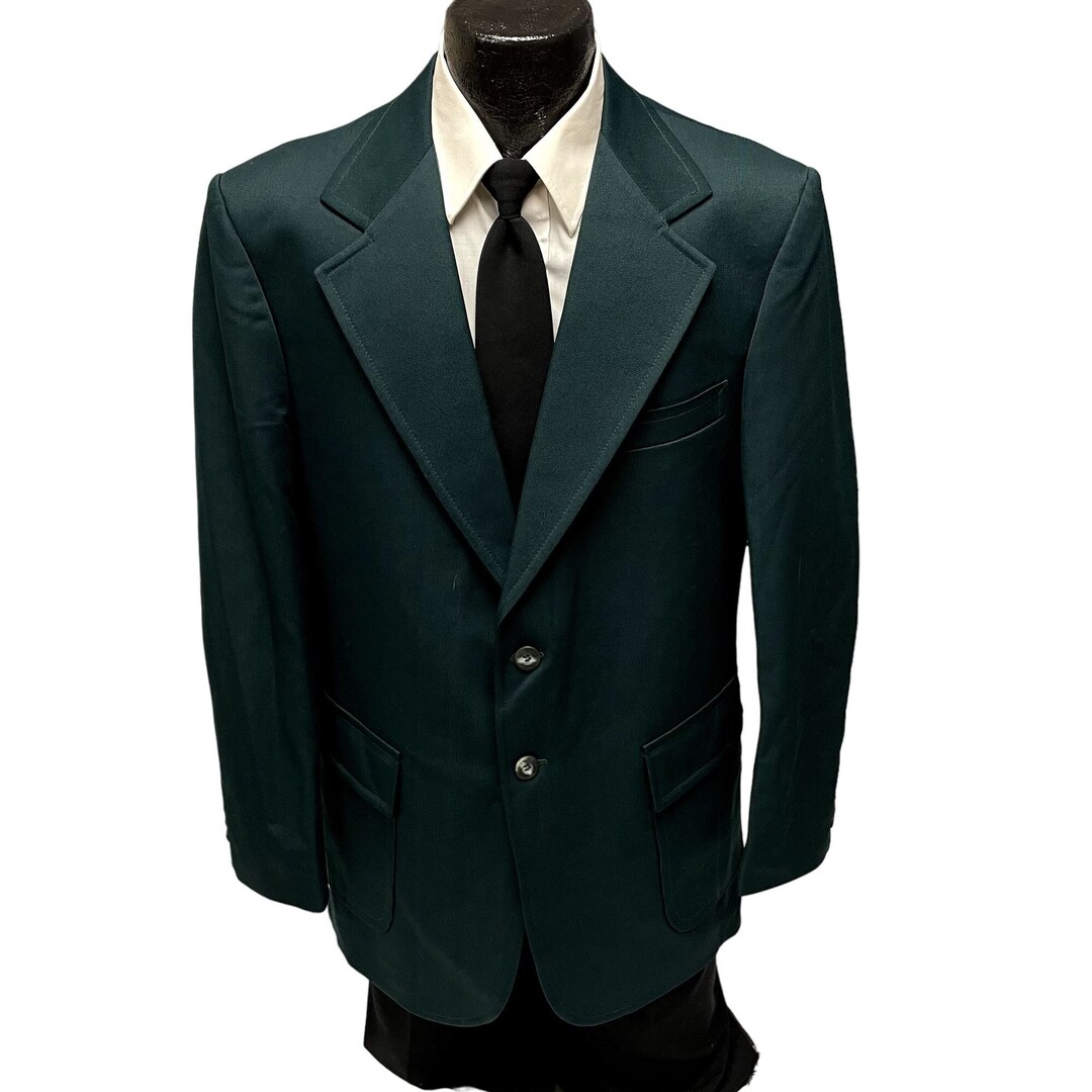 Vintage 70's Montgomery Ward Men's Mod Sport Coat FOREST GREEN Jacket ...