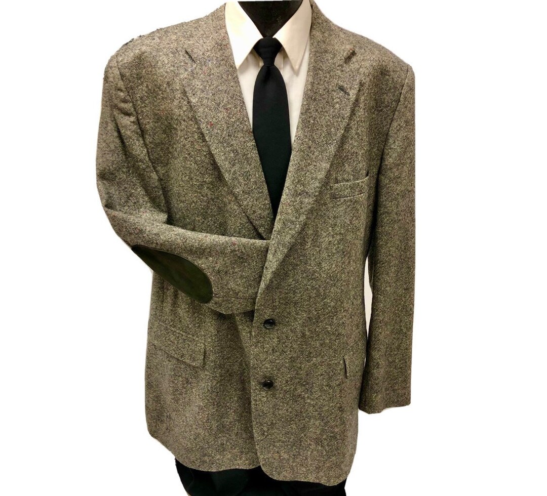 Vintage John Blair Men’s Black DONEGAL Tweed Sport Coat Elbow Patch ...
