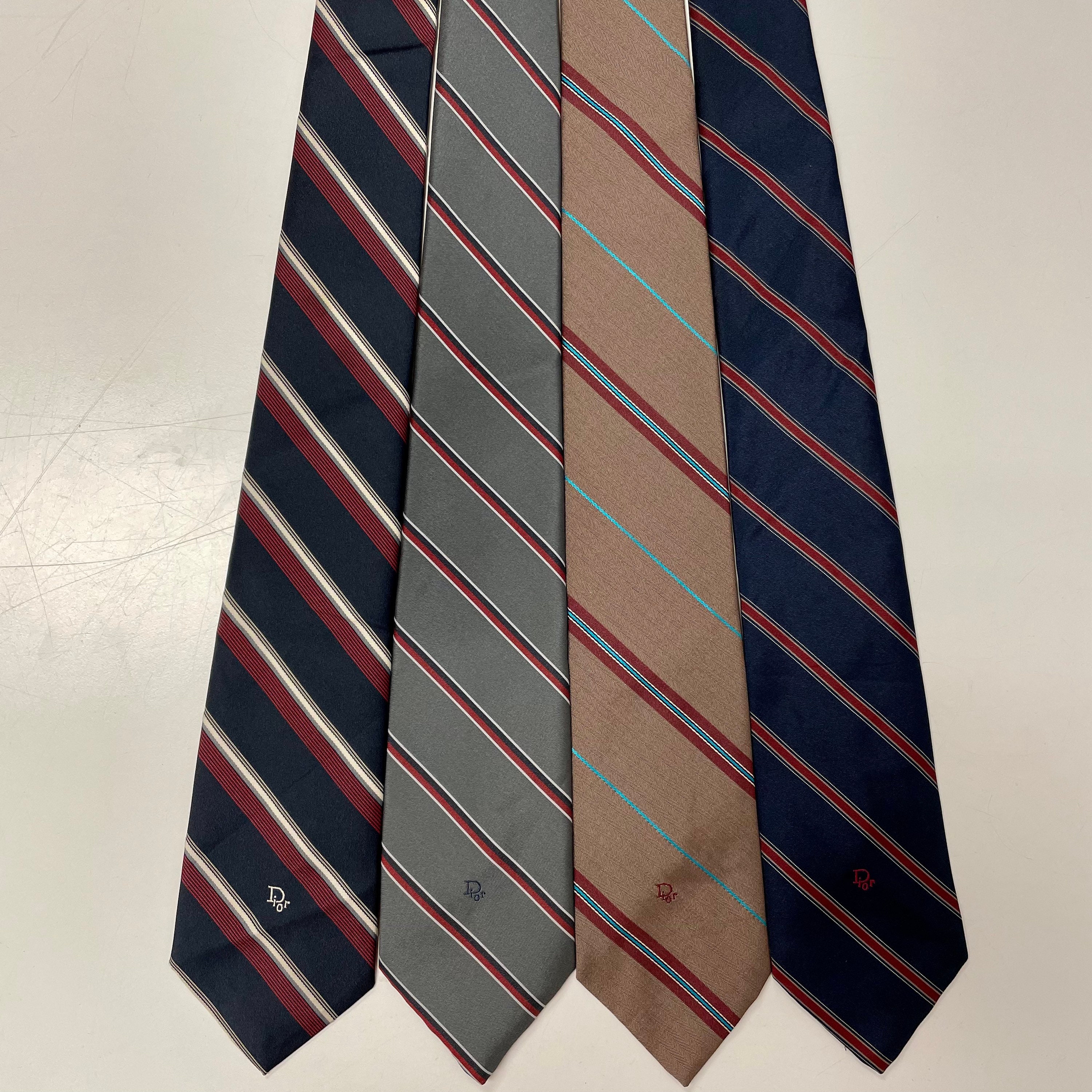 Vintage 4 Pc LOT 60 80's Christian Dior Paris Men Narrow Mod Vintage 4 Pc LOT 60 80's Christian Dior Paris Men Narrow Mod