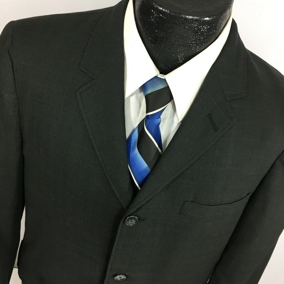 Vintage 50's PN Hirsch Men Black ROCKABILLY Sport Coat 3 BTN Jacket ...