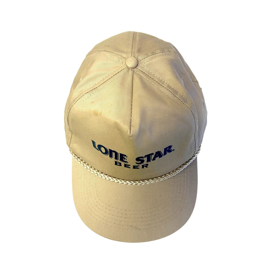 Vintage 80's LONE STAR BEER Snapback Trucker Hat Redneck Beige Cotton ...