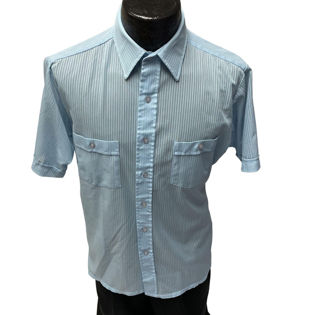 Vtg 80's Idle Time Men Sheer See Thru BLUE Textured STRIPE Mod SURFER ...