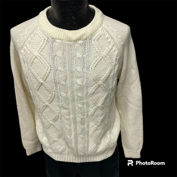 Vintage 60's National Men MoD Cream Ivory KNIT Argyle… - Gem