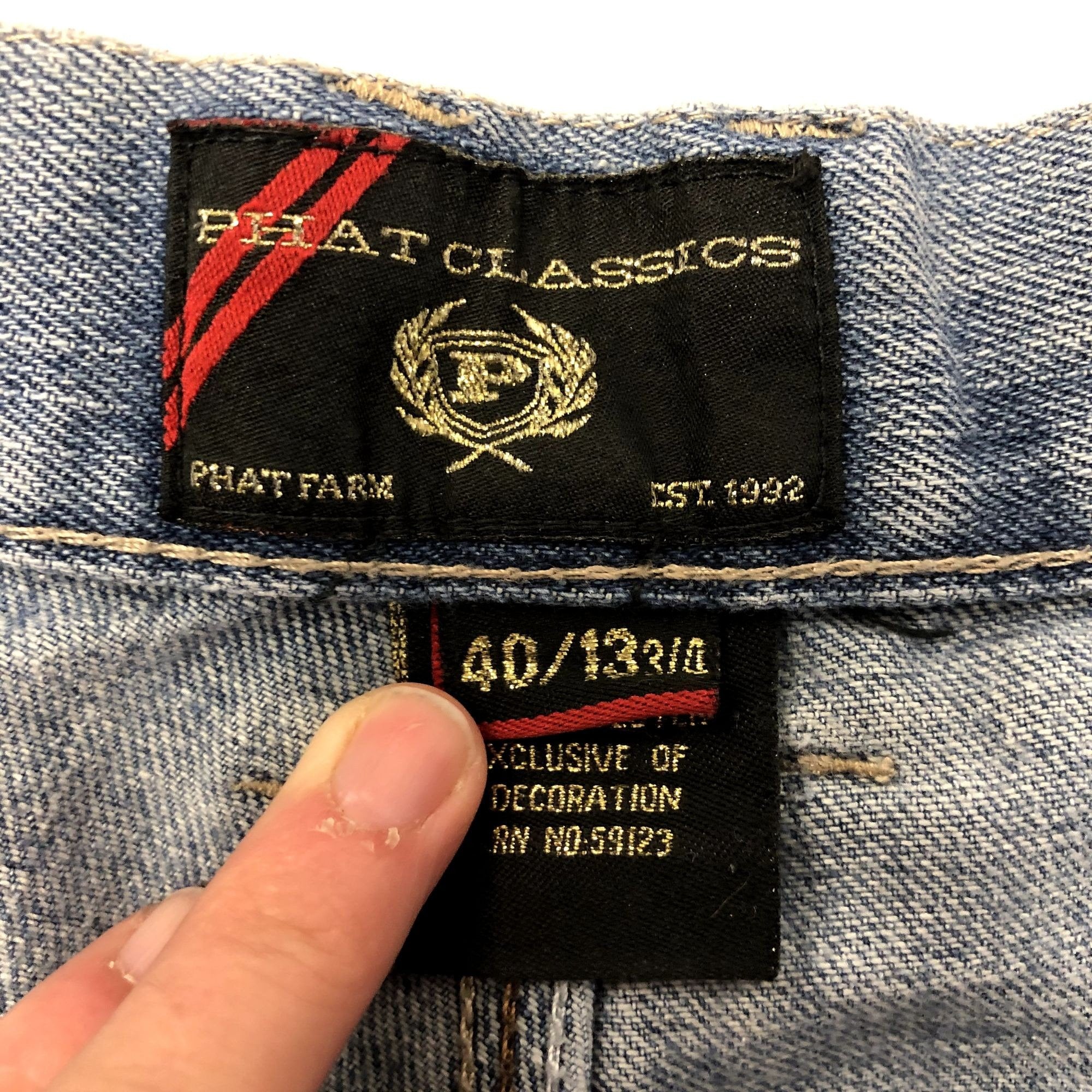 Vintage 90's Y2K Phat Farm DISTRESSED Blue Jean SKATER Denim Baggy ...