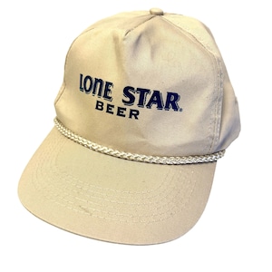 Vintage 80's LONE STAR BEER Snapback Trucker Hat Redneck Beige Cotton ...