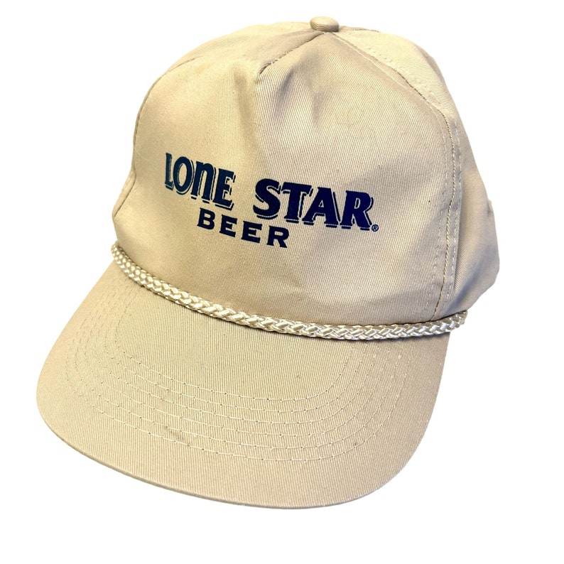 Vintage 80's LONE STAR BEER Snapback Trucker Hat Redneck Beige Cotton ...