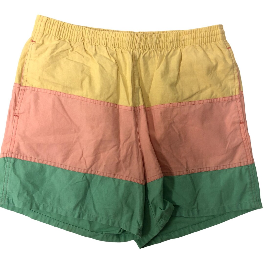 Vintage 80's Winners Cup Men's PASTEL Stripe Cotton SURFER Beach Shorts ...