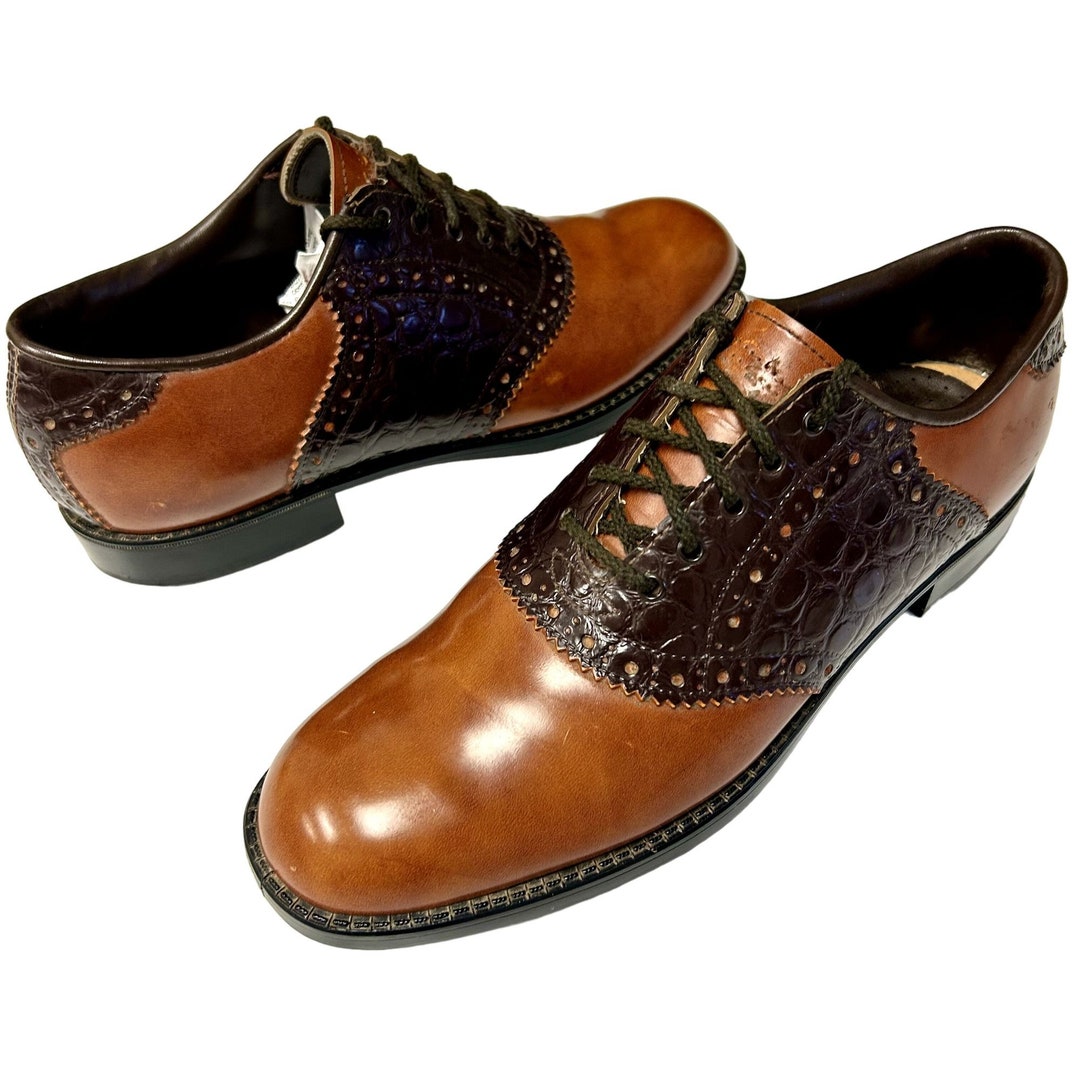 Vintage 60's Men's Brown ALLIGATOR Grain Saddle Shoe USA Made GOLF ...