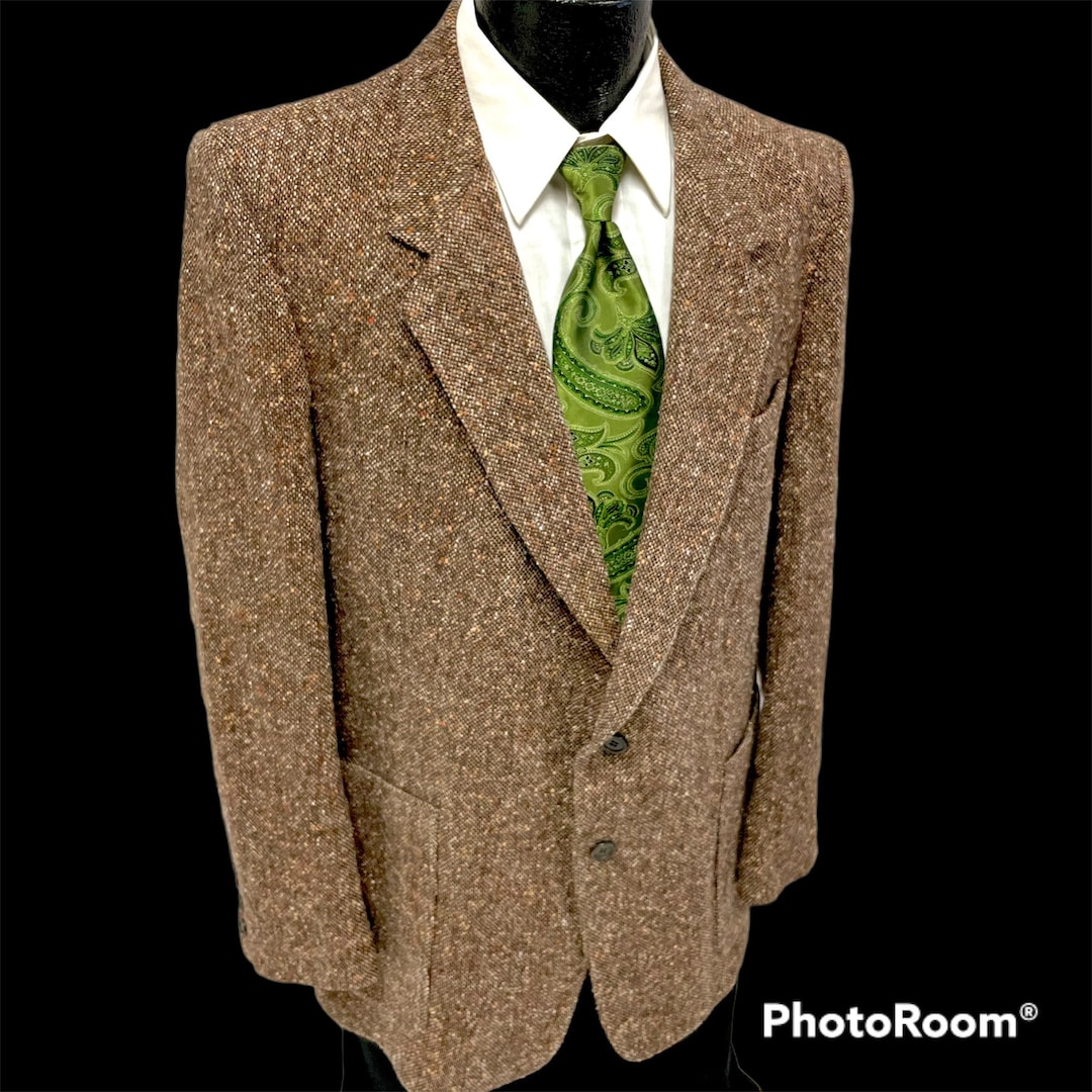 Vintage 50’s BESPOKE Men Brown BARLEYCORN Sport Coat DONEGAL Tweed ...
