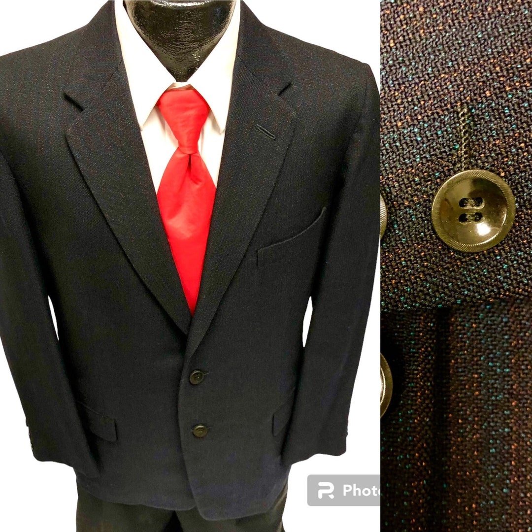 Vintage 50 60's BESPOKE Black Red Green Atomic Fleck Sport Coat ...