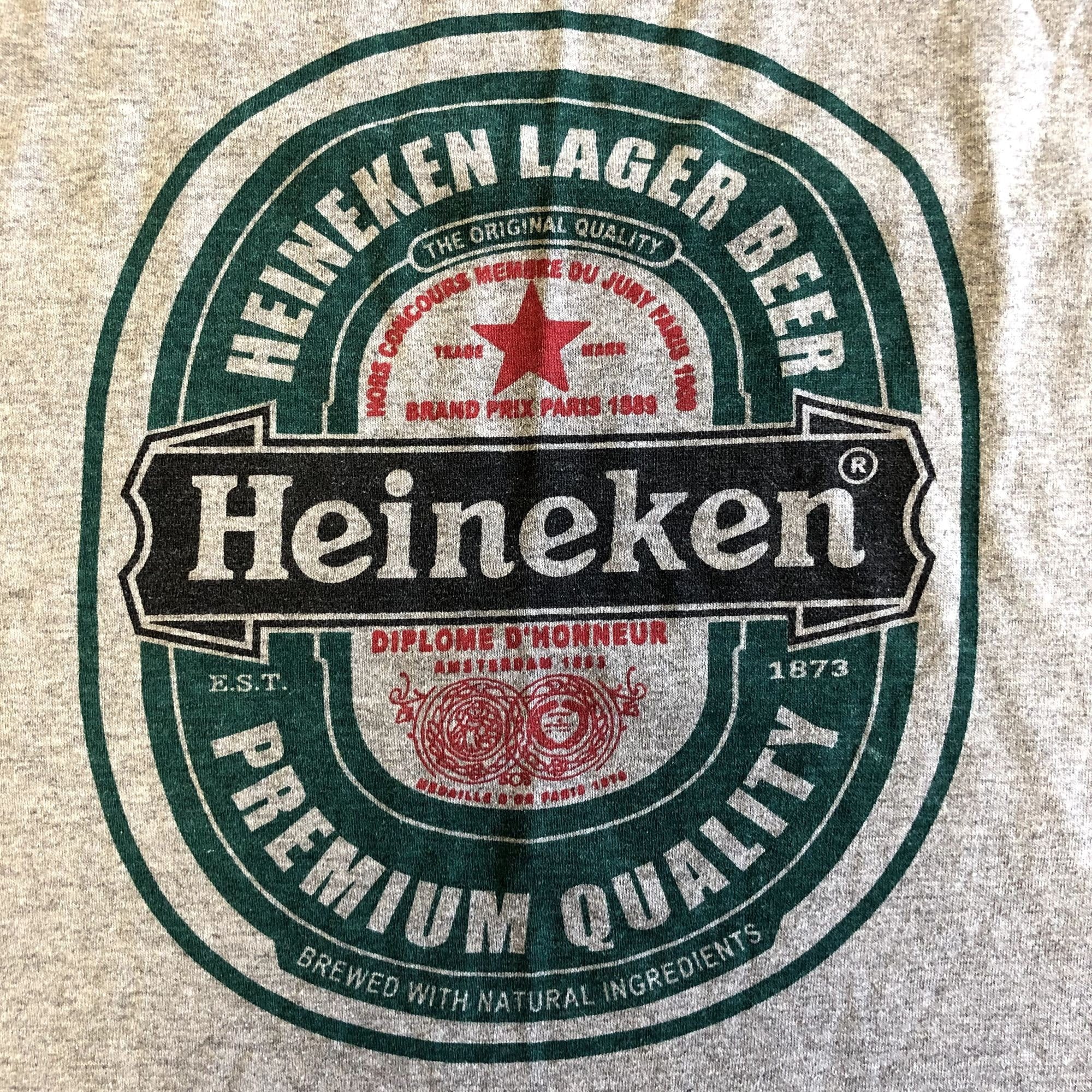 Vintage 80 90's HEINEKEN Lager BEER Tank Top Workout Muscle Shirt 50/50 ...