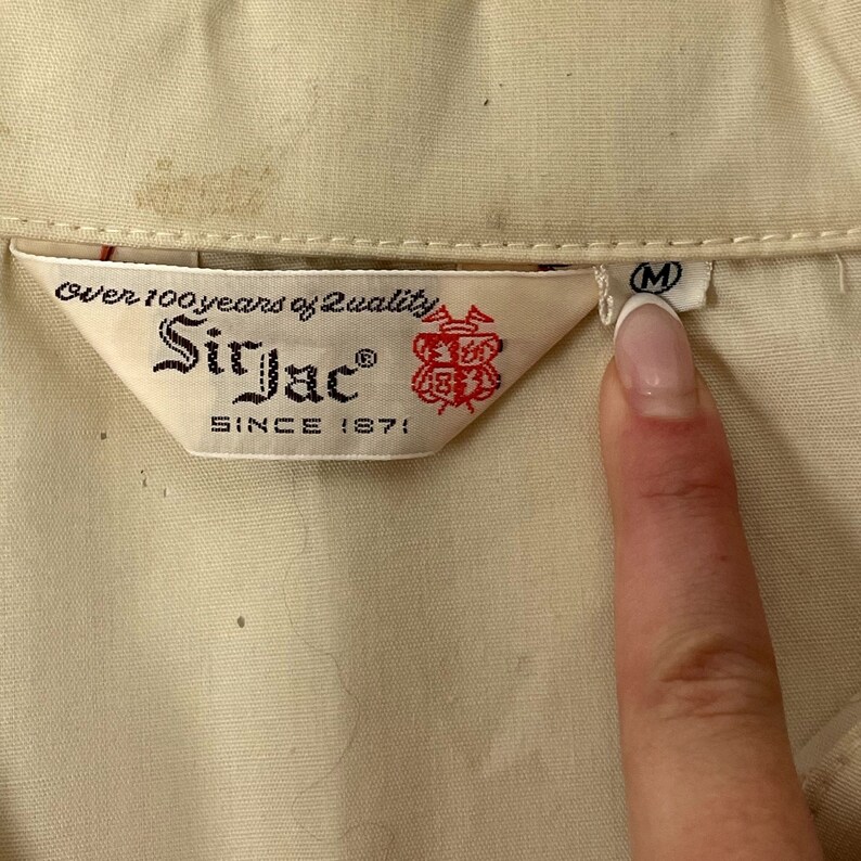 Vintage 70 80’s Sir Jac Men Cream White Windbreaker Bomber Golf Ricky ...