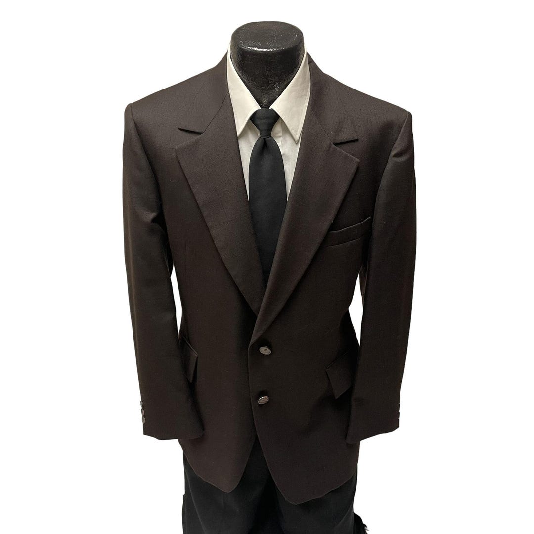 Vintage 70's Broadway Clothes Men's Charcoal Black MOD Sport Coat DISCO ...