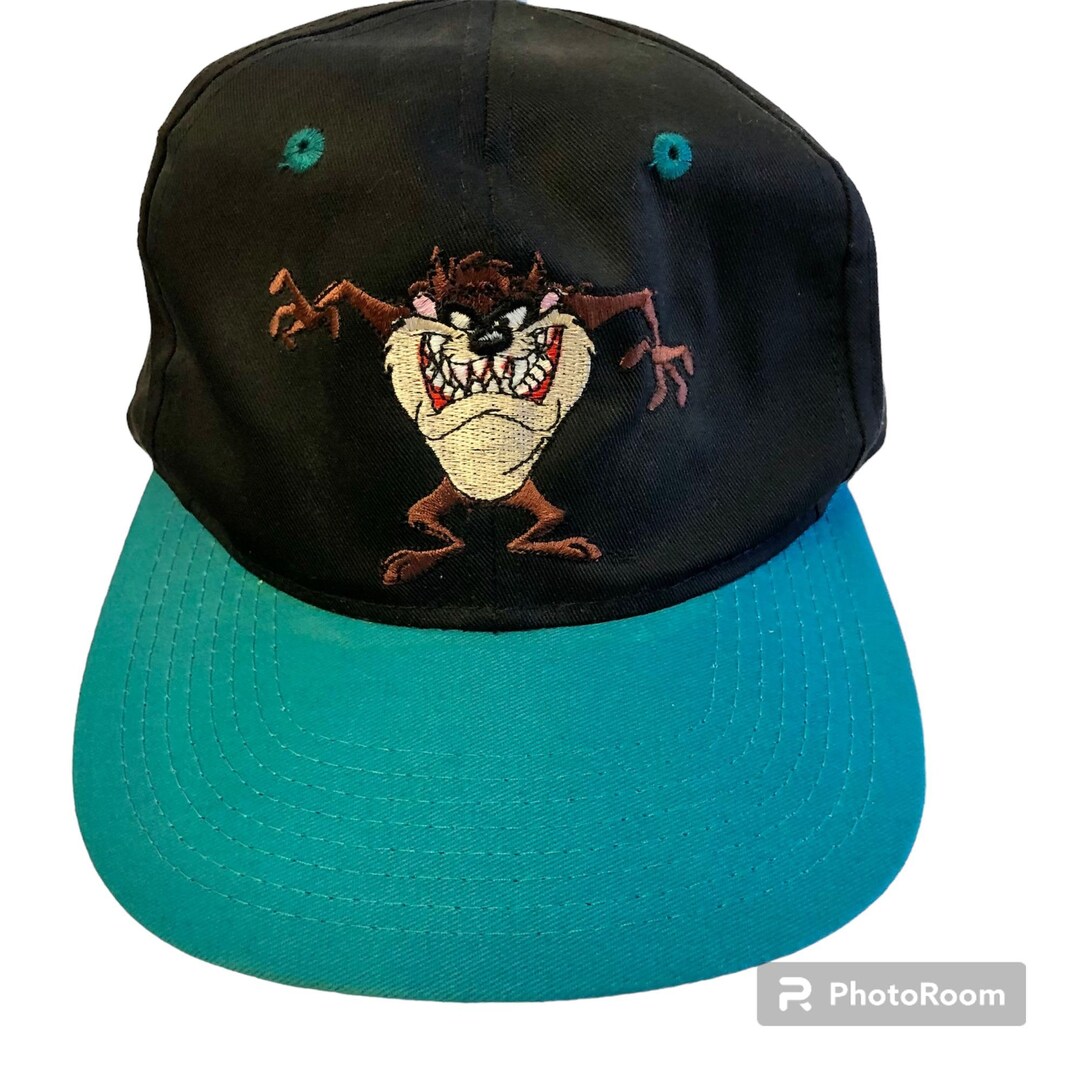 Vintage 1993 Looney Tunes TOONS Hat Black Snapback 90's TAZ Tasmanian ...