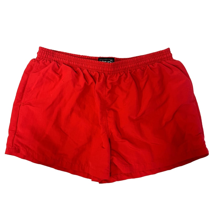 Vintage 90's UZZI Amphibious Gear Men Red Nylon Swim Trunks SURFER ...