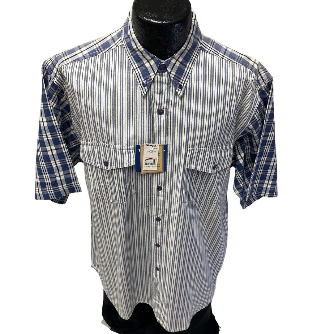 NOS New Vintage 90's Wrangler Men's Blue Stripe ROEDO GARTH Cowboy ...