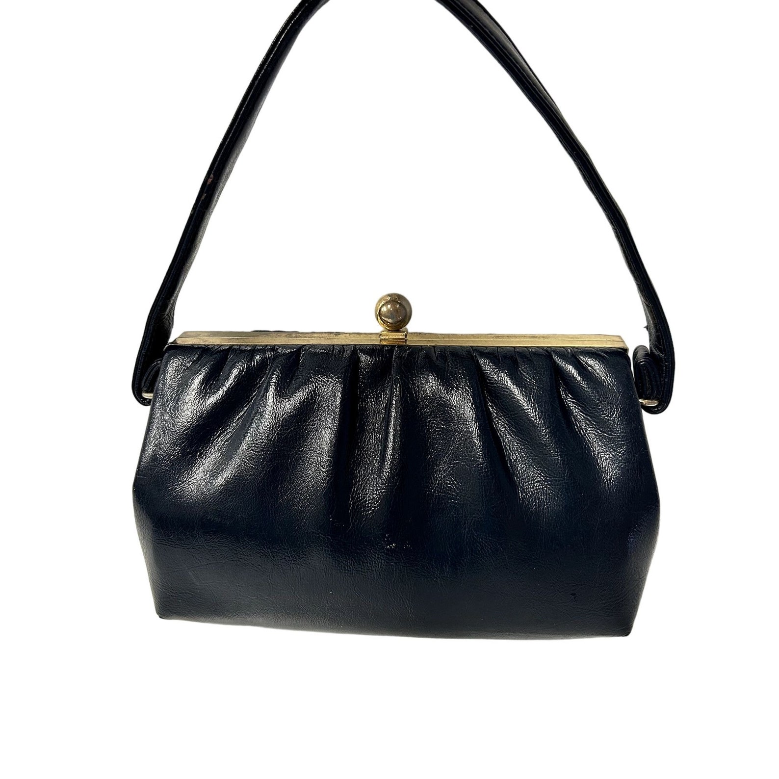 Vintage 60's Mod Navy Blue Vinyl Hand Bag Dr Doctor Style Purse RETRO ...