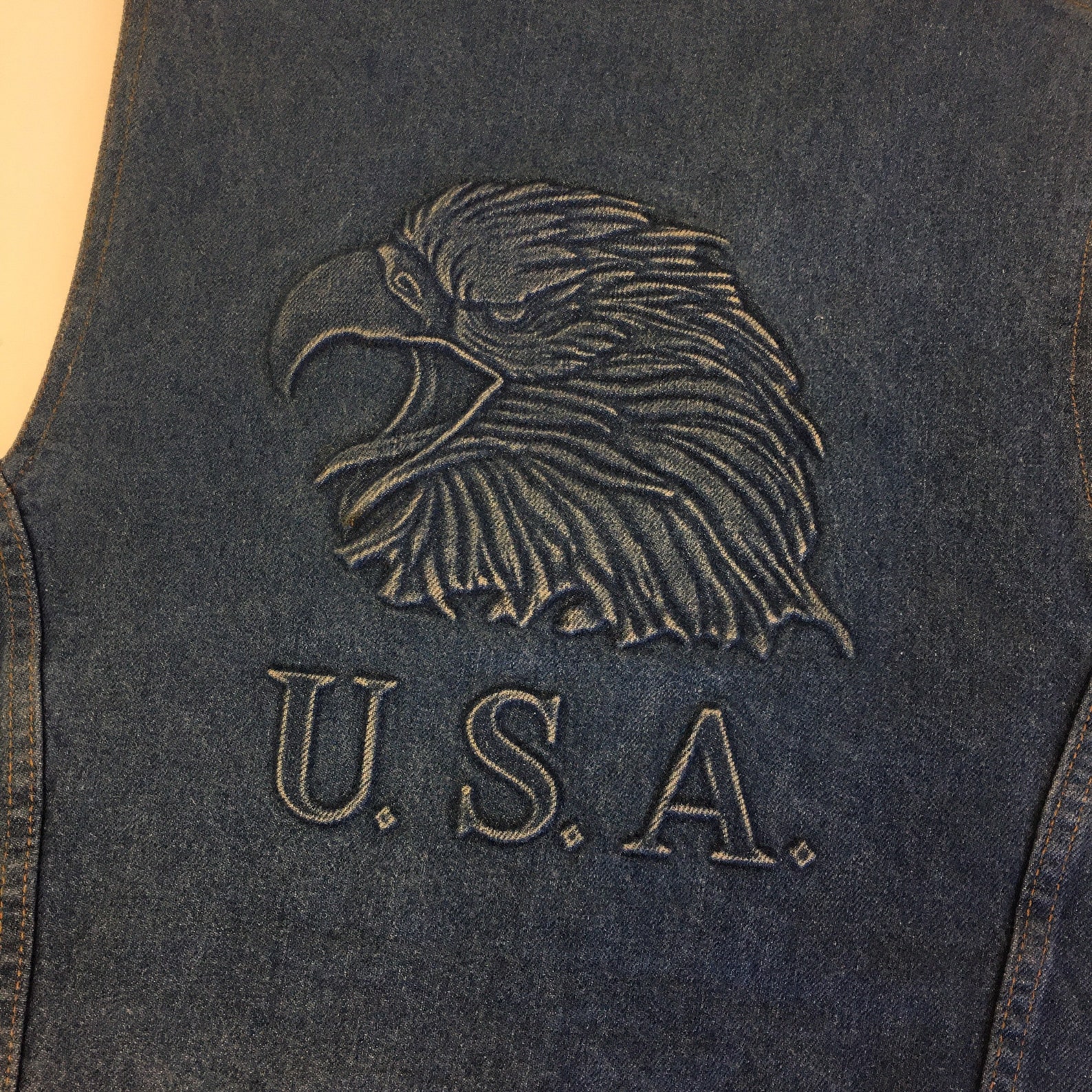 Vintage 70-80's Tyca Men's Blue Jean EMBOSSED Biker Snap Waist Coat USA ...