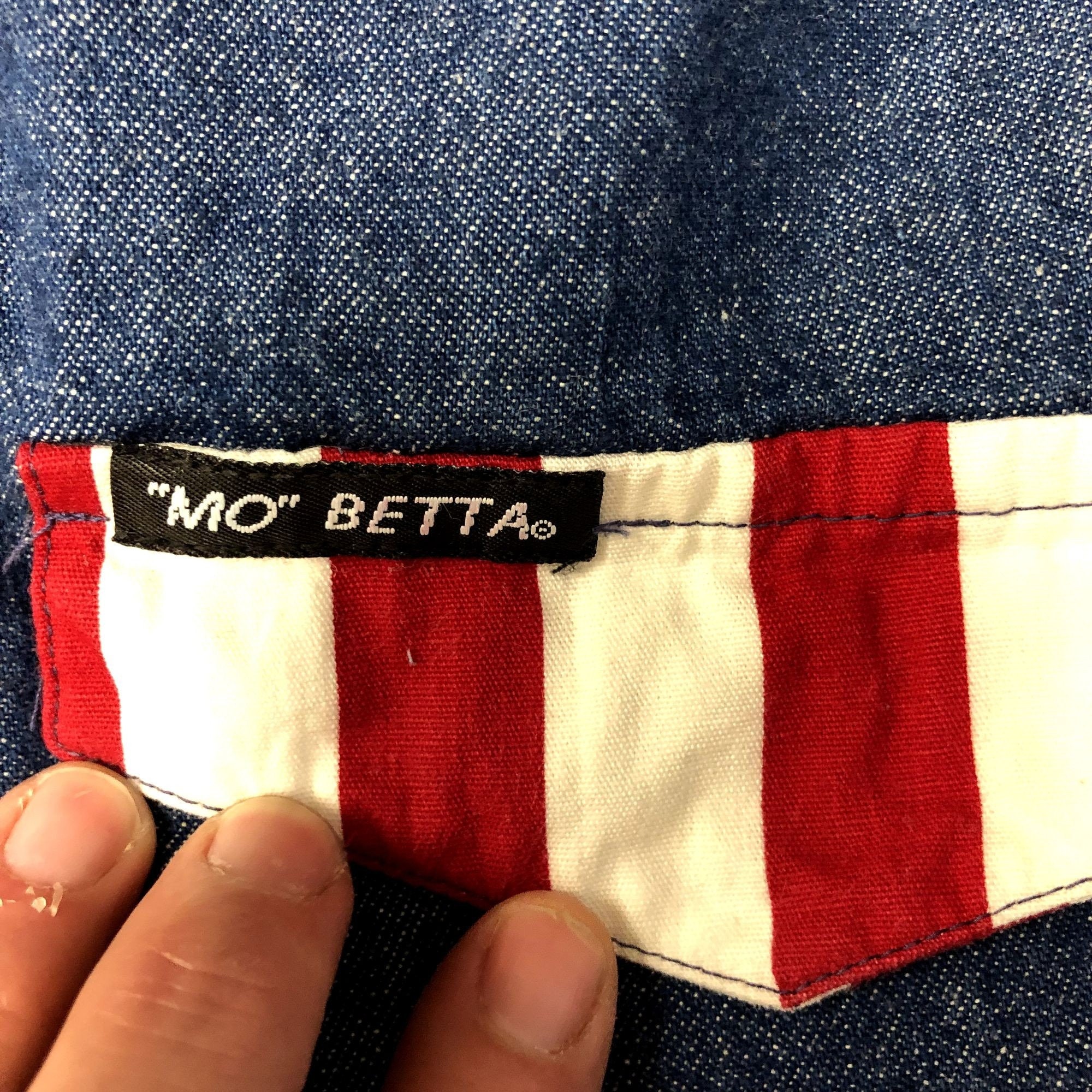 Vintage 80 90's Mo Betta Blue Jean COWBOY Banded USA FLAG Stars Stripes ...