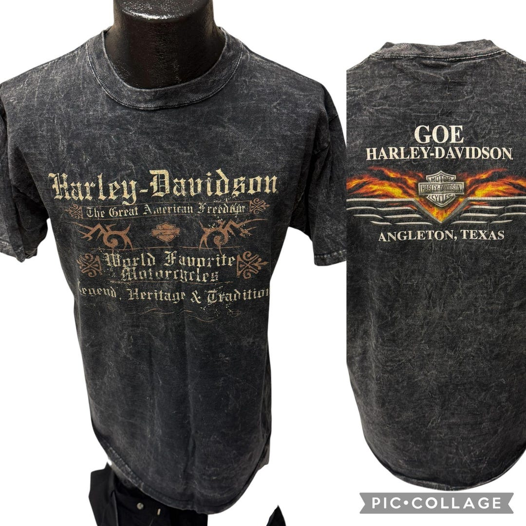 Vintage Harley Davidson STONE WASH Worlds Favorite Motorcycle GOE ...