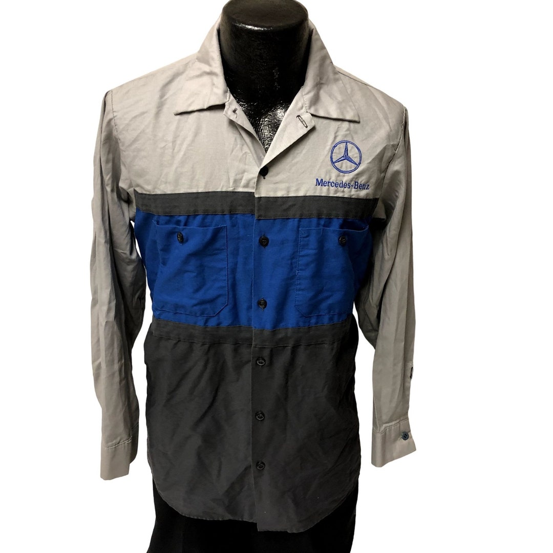 Vtg 80's Red Kap Men's Blue Gray MERCEDES BENZ Work Shop MECHANIC ...