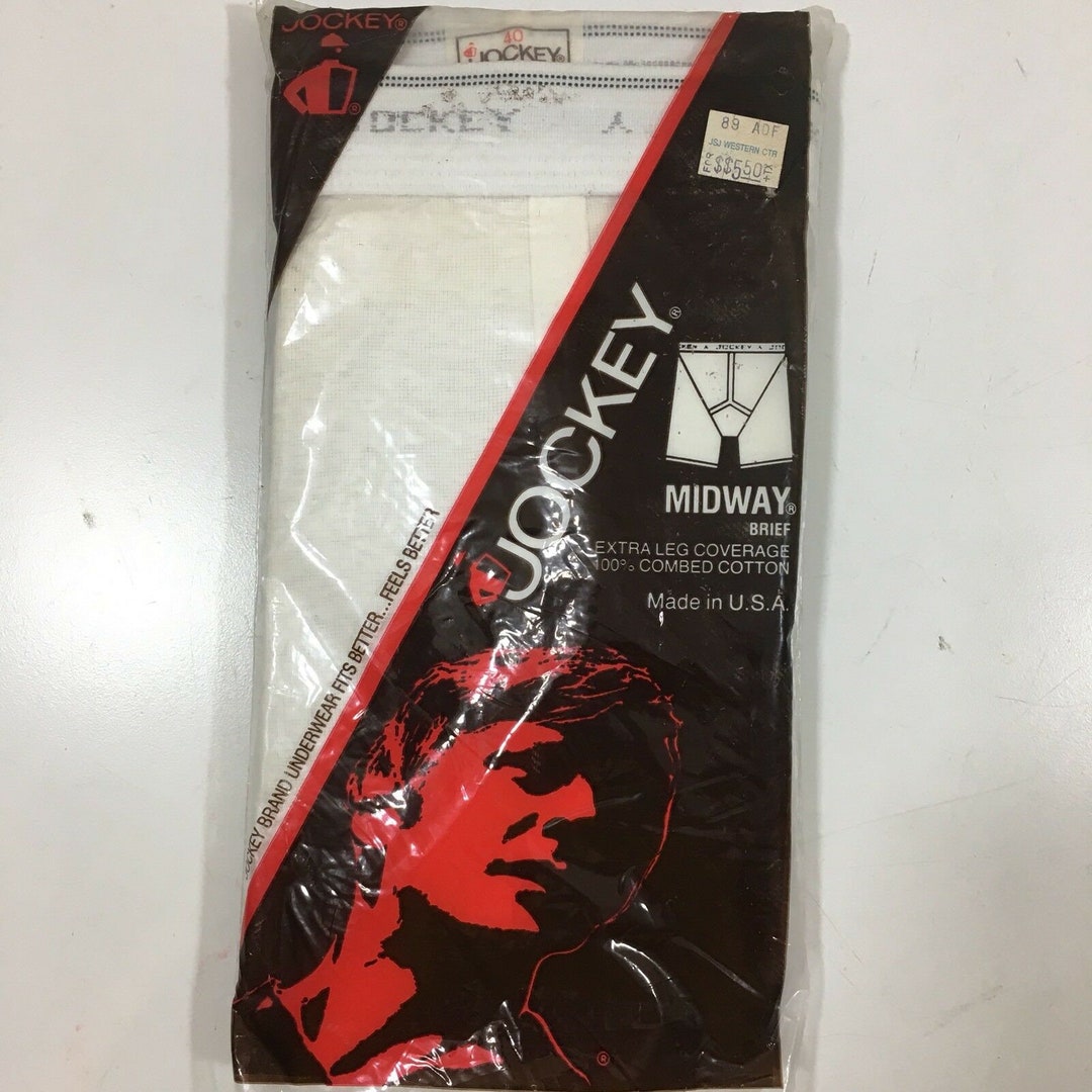 Nos New Vintage 1983 Jockey MIDWAY Boxer Brief USA Men WHITE All Cotton ...