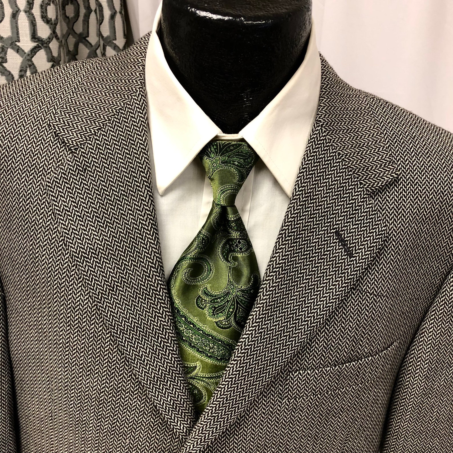 Hickey Freeman Madison Men Black White Sport Coat HERRINGBONE Jacket ...