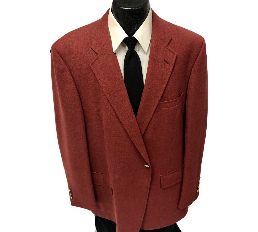 Vintgage Palm Beach Men Maroon Sport Coat Gold Btn Jacket Christmas ...