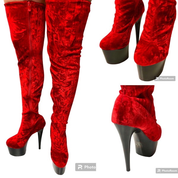 Sexy Red Thigh High Boots - Etsy