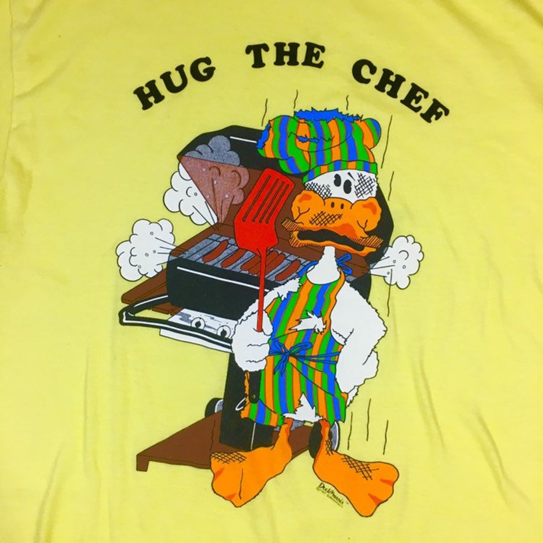Vintage 1987 Hanes Men's Cartoon Grillin BBQ CHEF Duck Mania Yellow ...