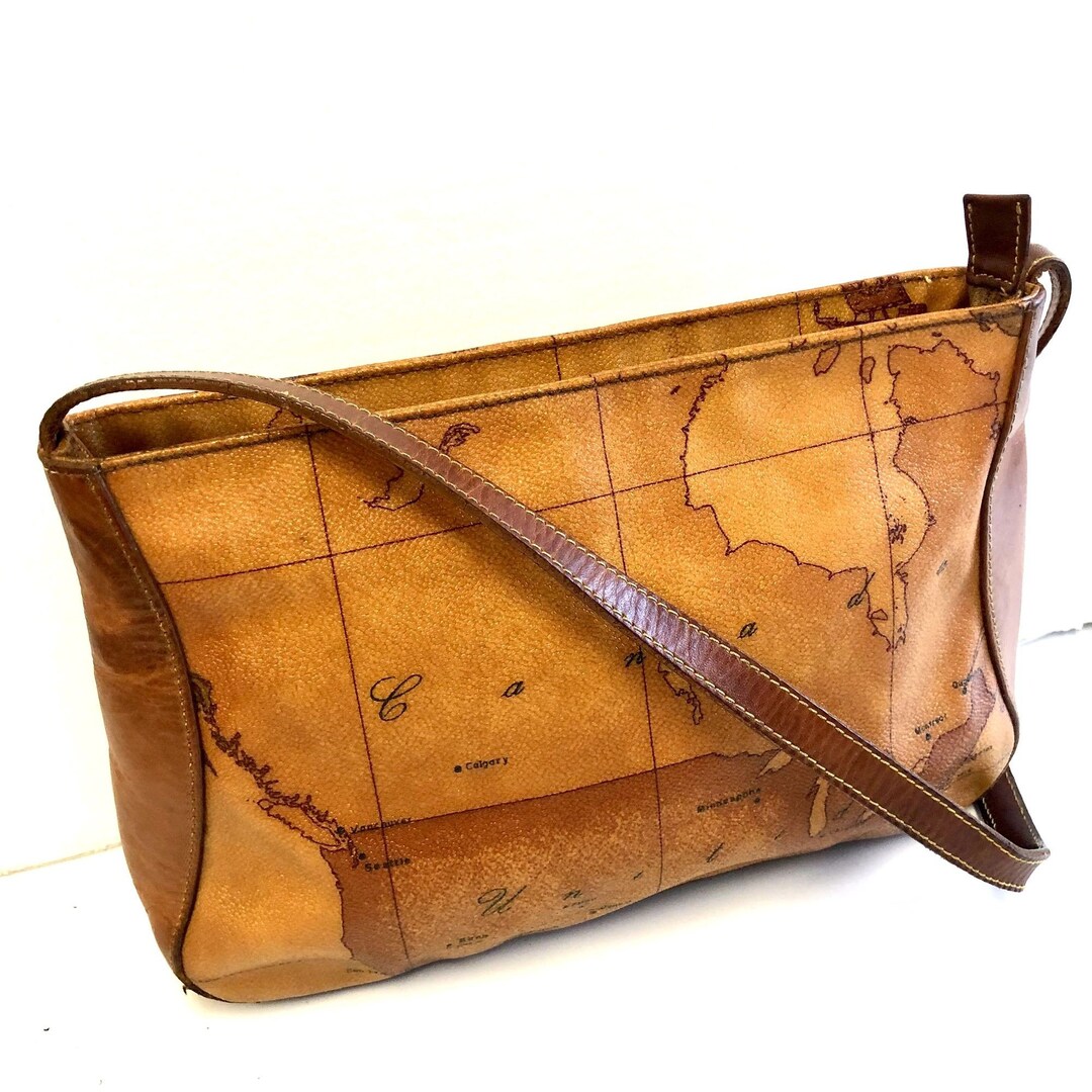 Alviero Martini La Classe Women's ITALY Geo WORLD MAP Handbag Leather ...