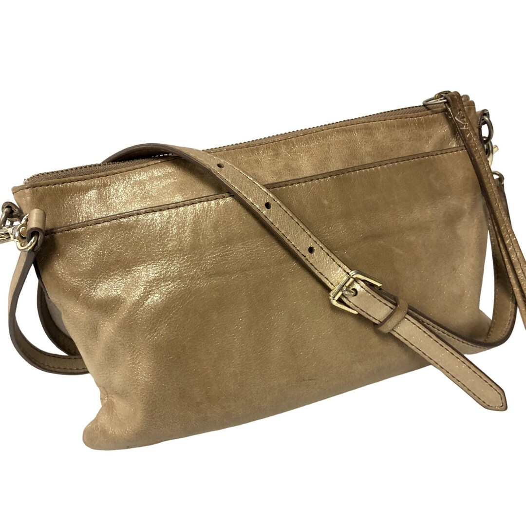 Vintage 90's Fossil SHIMMERING GOLD Hand Bag GOAT Hide Skin Leather ...