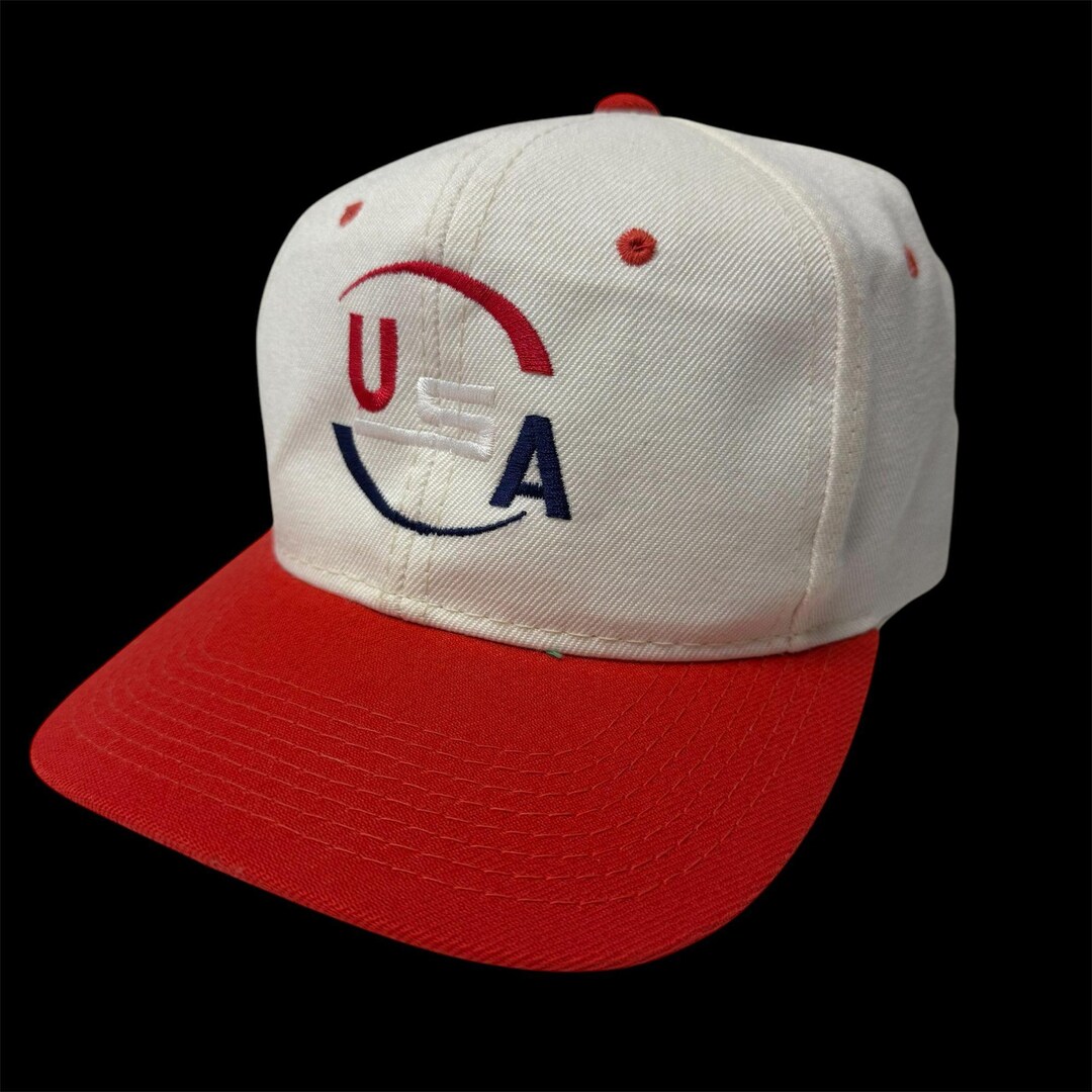 Vintage 80 90's Youngan Hat White Red Trucker USA Embroidered Snapback ...