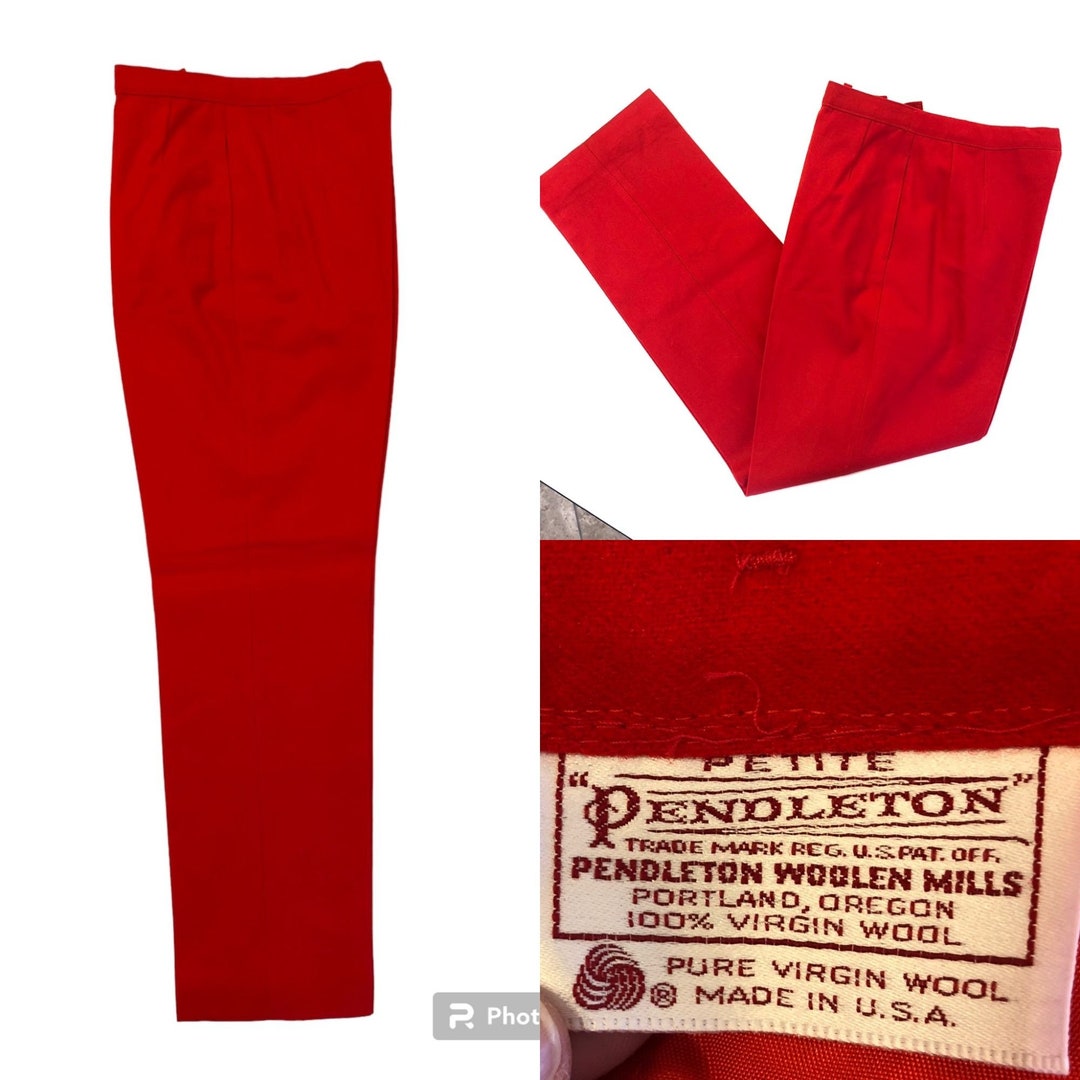 Vintage 70 80's Pendleton Petite Women True RED Wool Pants Lined Slacks ...