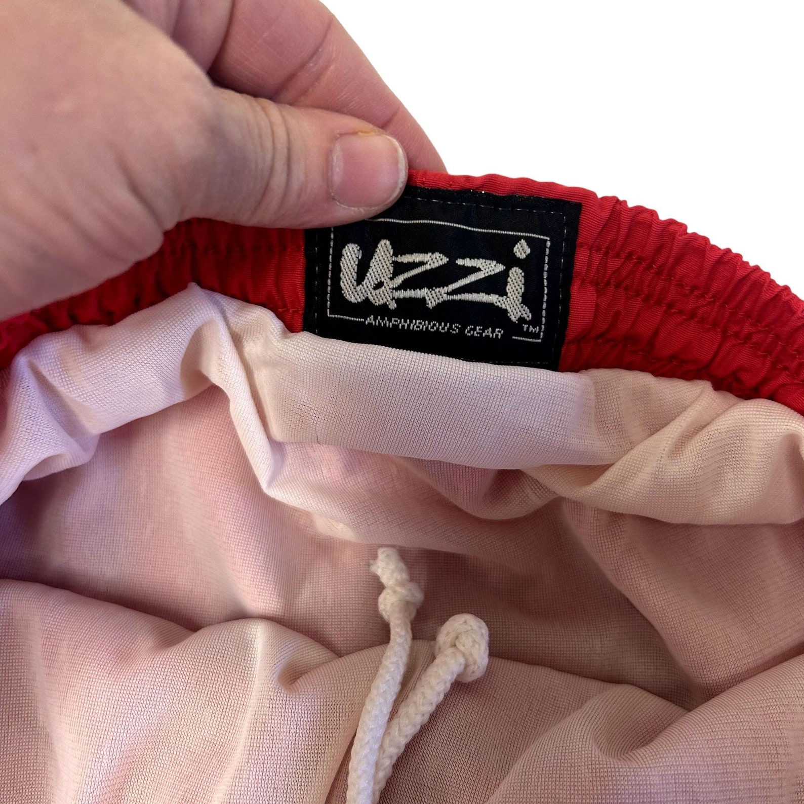 Vintage 90's UZZI Amphibious Gear Men Red Nylon Swim Trunks SURFER ...