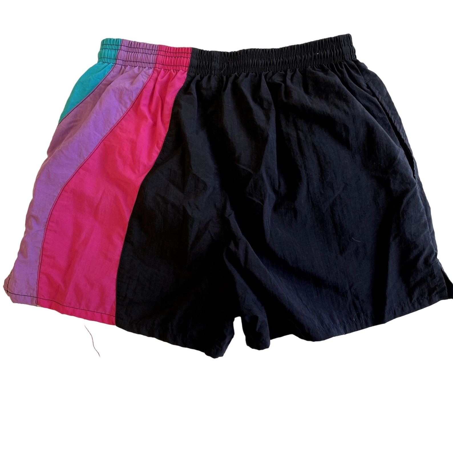 Vintage 80 90's Fast Breakers Men's Black Purple COLORBLOCK Trunks Surf ...