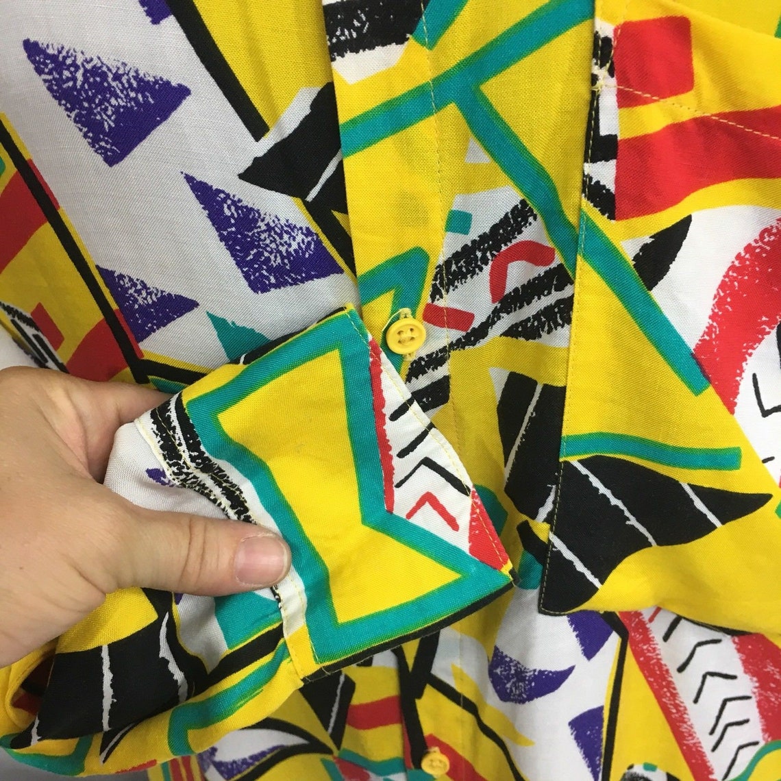 Vintage 80-90's Rafferty Men FRESH Yellow Red FUNKY Abstract GEOMETRIC ...