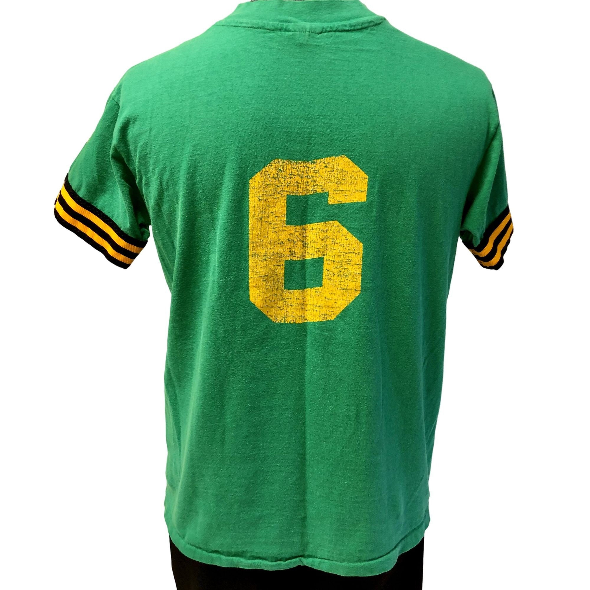 Vintage 80's Hanes Men's Green Grifs VETERANS Yellow RINGER T-shirt L ...