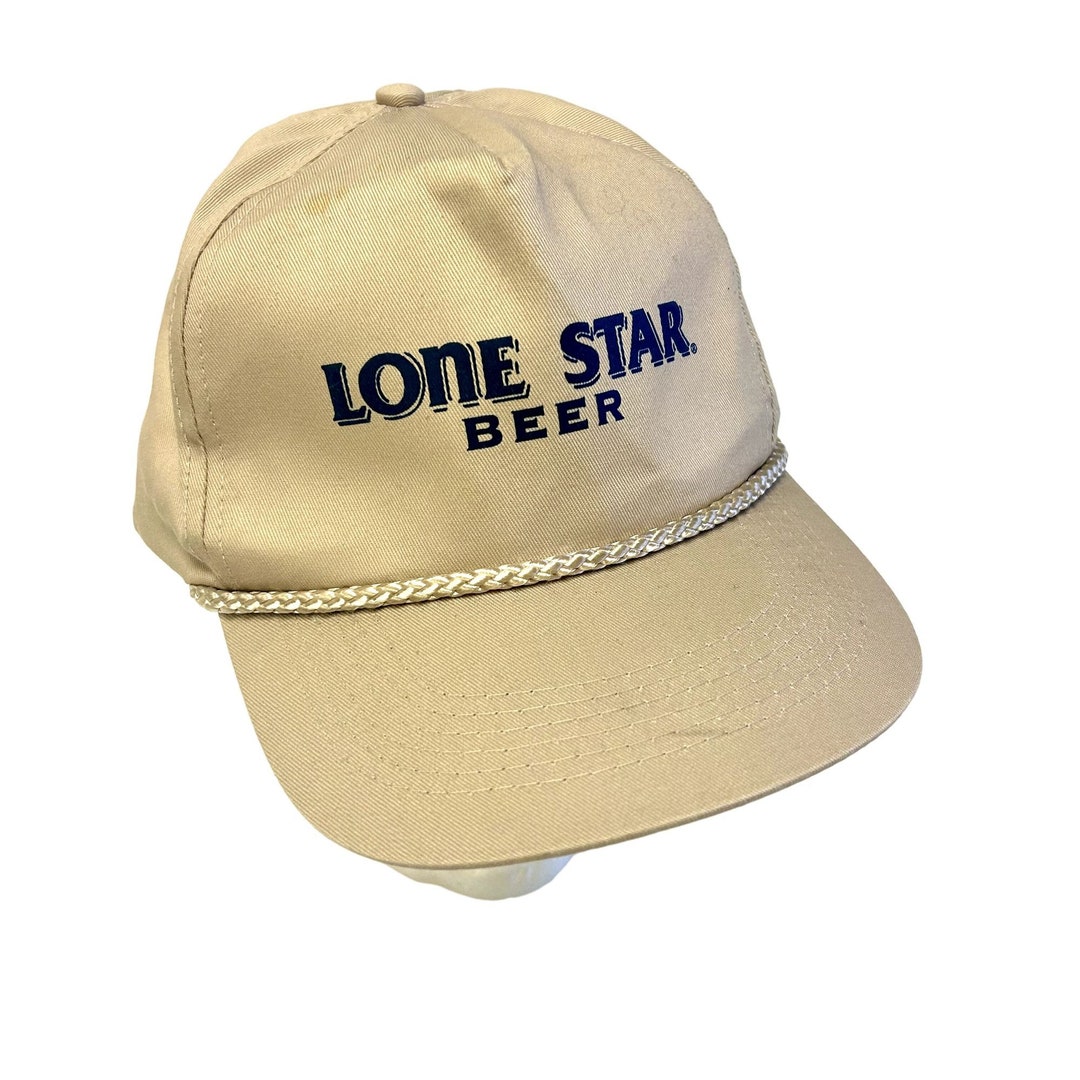 Vintage 80's LONE STAR BEER Snapback Trucker Hat Redneck Beige Cotton ...
