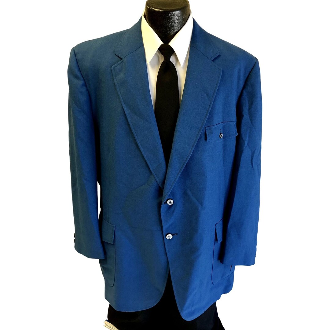 Vintage 50 60's Bespoke Royal Blue Jacket ROCKABILLY Sport Coat ACTION ...