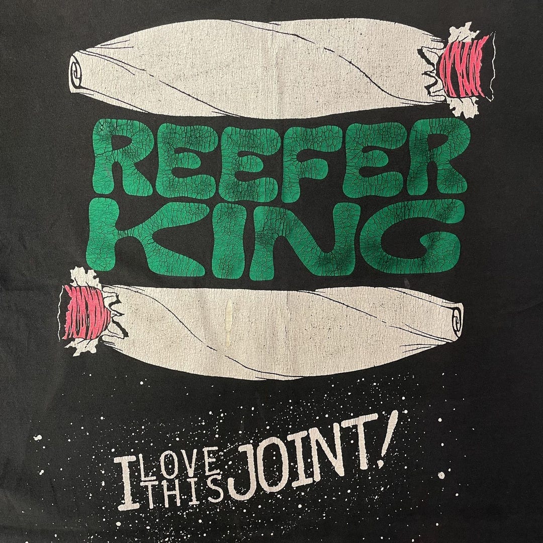 Vintage 90's REEFER KING I Love This JOINT Pothead Pot 1993 Streetwear ...