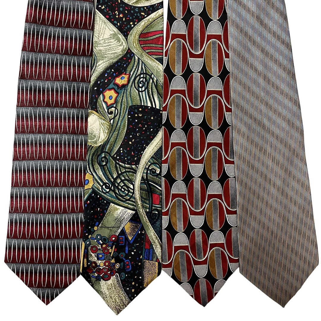 4 Pc Lot Men's Silk ART DECO Wardrobe Neck Ties Martin Wong ABSTRACT ...