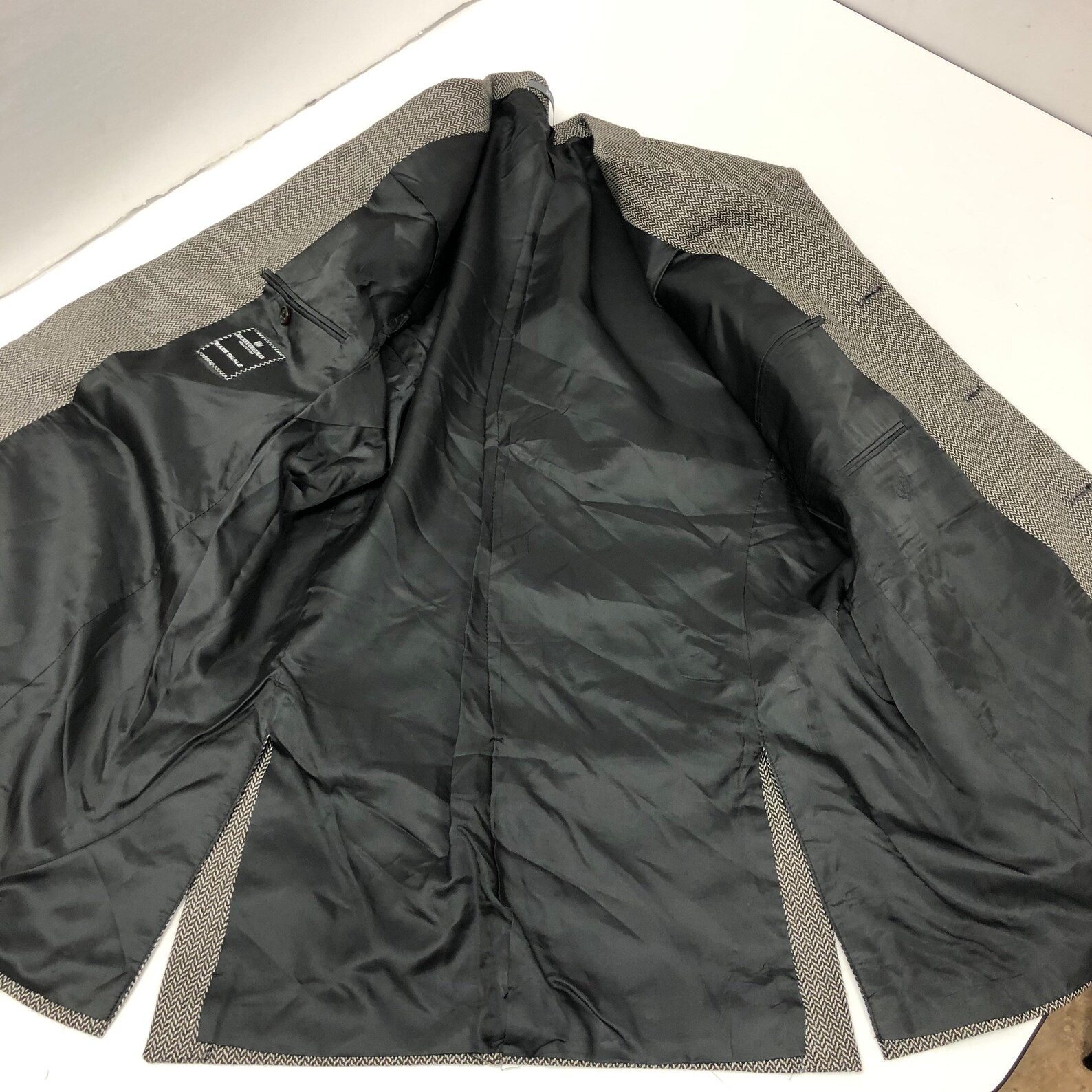 Hickey Freeman Madison Men Black White Sport Coat HERRINGBONE Jacket ...
